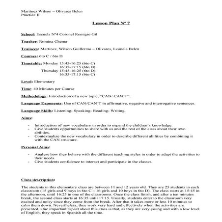 Lesson Plan N° 7 | DOC