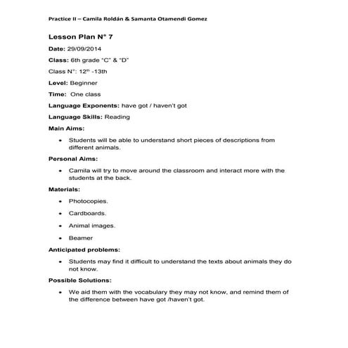 Lesson Plan N° 7 | PDF