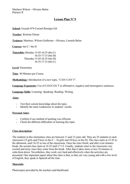 Lesson Plan Nº 8 | DOC