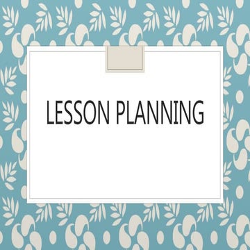 Lesson planning - ELT | PPT