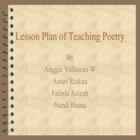Lesson plan of teaching poetry | PPTX