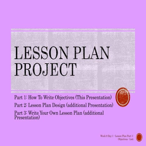 Lesson plan part 1 objectives and ISD 24350 | PPT