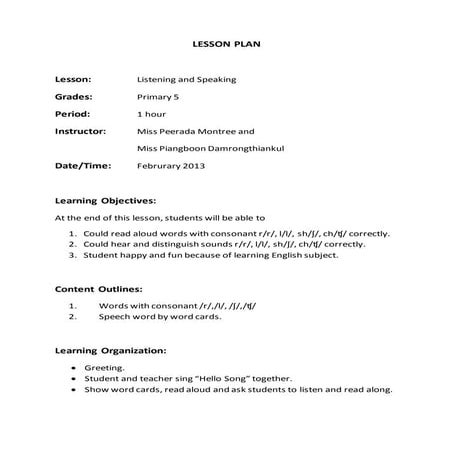 Lesson plan phonetics | DOCX