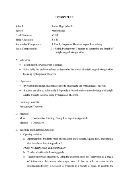 Pythagorean Theorem Lesson | PPTX