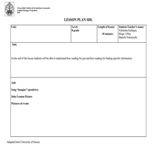 Lesson Plan - Reading | DOC