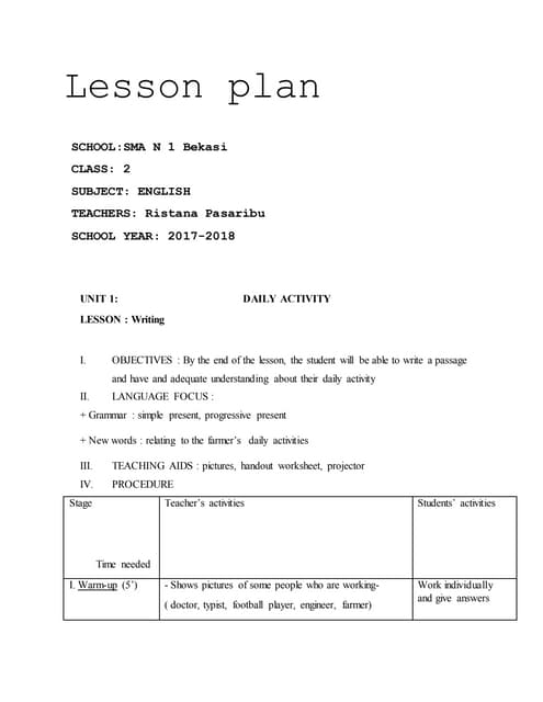 Lesson plan writing | PDF