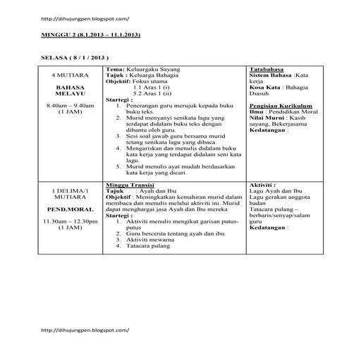 Lesson plan (rph) minggu 2 | DOCX