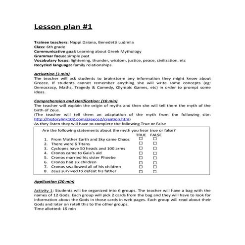 Lesson plans 1-3, Webquest | PDF