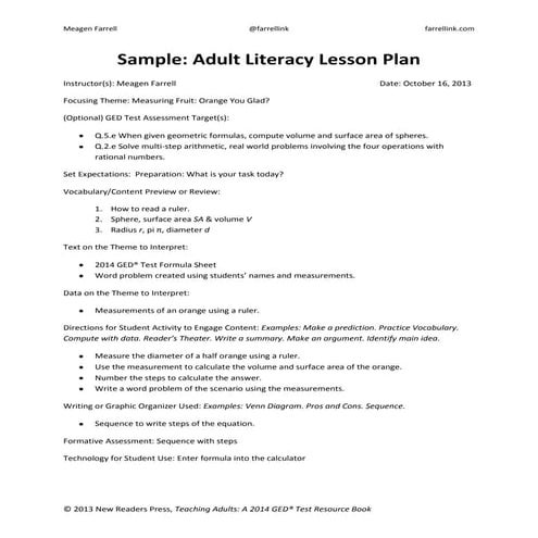 Sample Lesson Plan: Orange You Glad | DOCX