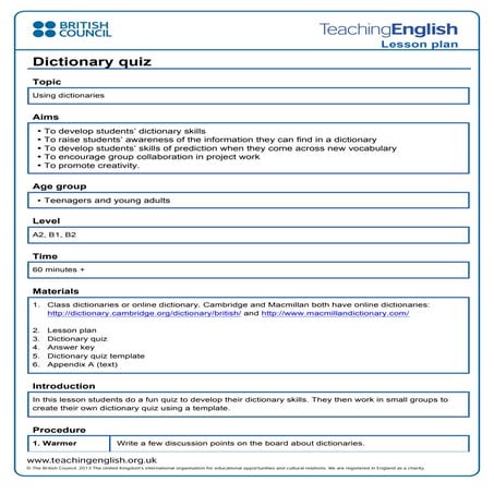 Lesson plan secondary_dictionary_skills | PDF