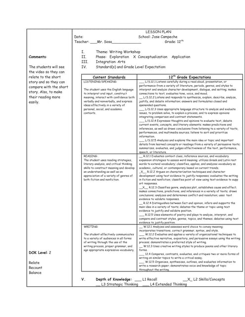 Lesson plan review for test | DOCX