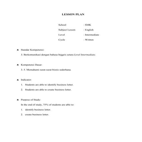 Lesson plan smk | DOCX