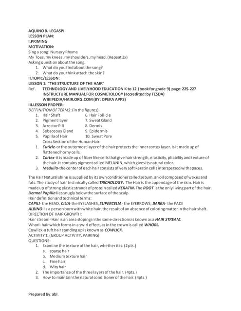 Lesson plan principles of hair design | PDF