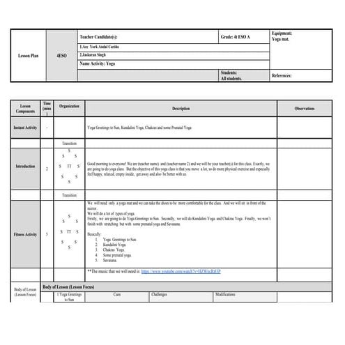 Lesson plan template 4 eso ace and jaskaran | PDF