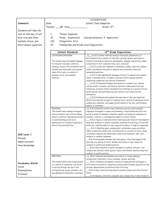 Lesson plan review for test | DOCX