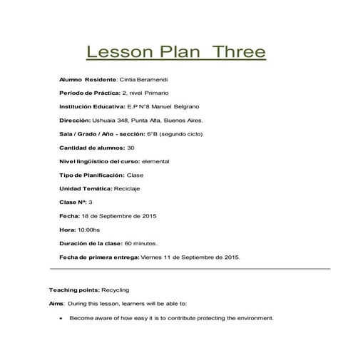 Lesson plan three | PDF