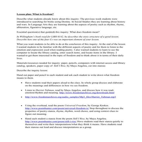 Lesson plan what is freedom | PDF