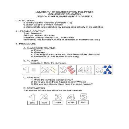 Lesson plan (written numerals) | DOCX