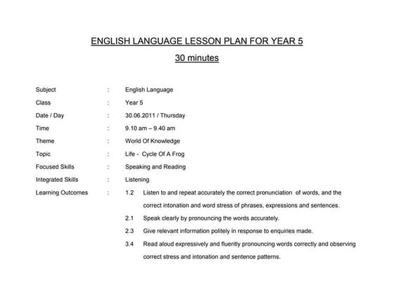 Lesson plan Year 5 | PDF
