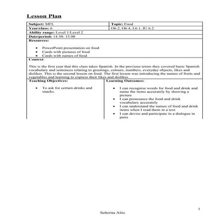 Lesson plan years 6 | PDF