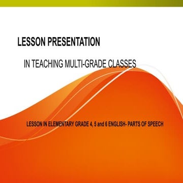 Comprehensive Lesson Presentation on Parts of Speech for Multi-Grade ...