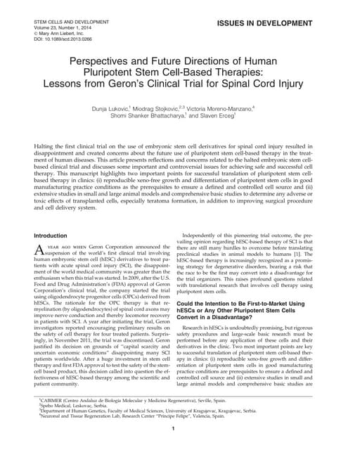 Stem Cells: A Dynamic Landscape | PDF