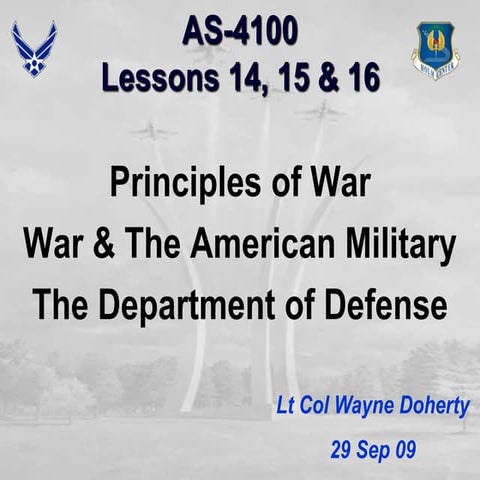 Lessons 14, 15, And 16 Prin Of War, War And Amer Mil, And Do D Doherty ...