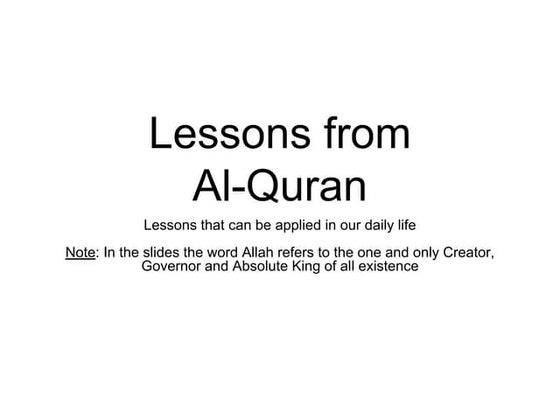 Lessons from Al-Quran | PPT