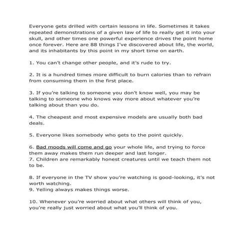 Lessons in life | DOCX | Family and Relationships