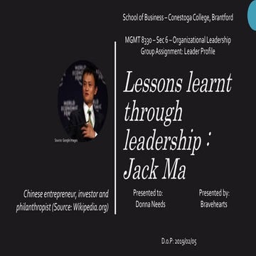 Lessons learnt through leadership - Jack Ma (Bravehearts) | PPTX