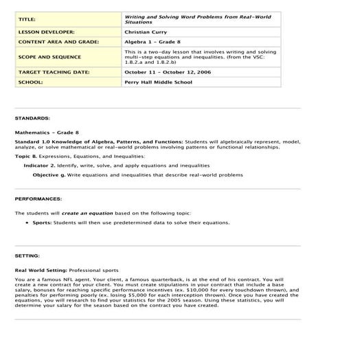 Standards-Based Lesson | PDF