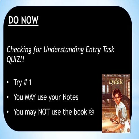 Lyddie: Lesson three, Unit 1 | PPTX