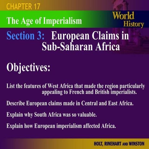 Lesson three - Imperialism in East, West, and South Africa | PPT
