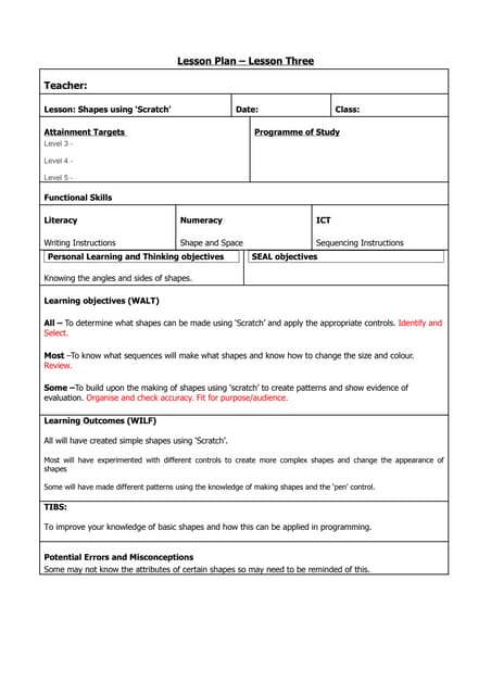 Lesson five plan | PDF