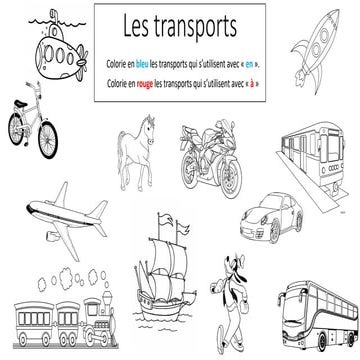 Exercice de FLE pour enfants sur les transports et les prépositions | PDF