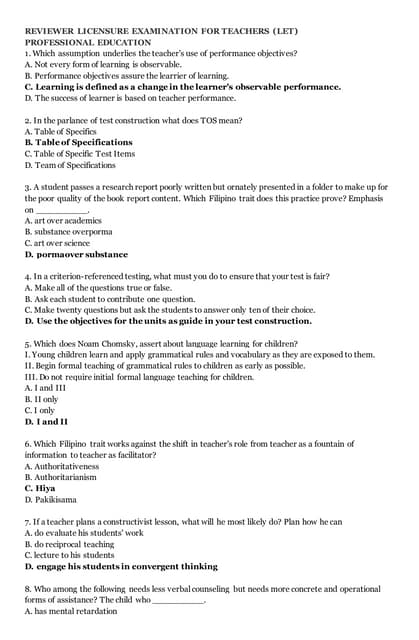 100 LET QUESTIONS WITH ANSWER AND RATIONALIZATION.docx