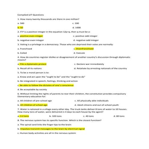 Let questions (3) | PDF