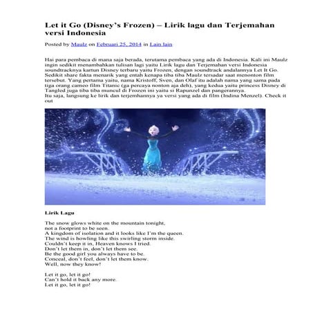 [Frozen] "Let It Go" lyrics in 42 languages | PDF