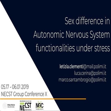 Sentiment Sex Difference In Autonomic Nervous System Functionalities Under Stress Ppt