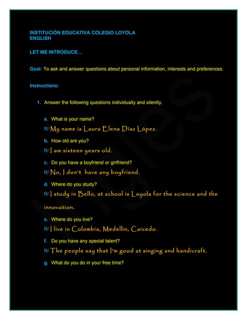 Questions- Classmate Interview | DOC