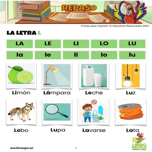 Palabras Con L Para Niños