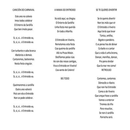 Letras cancións ENTROIDO | PDF
