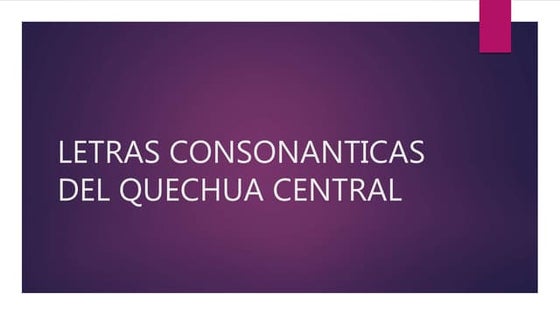 Tipos de sílaba en quechua central | PPT