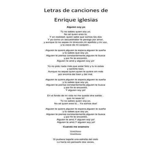 Letras De Enrique Iglesias