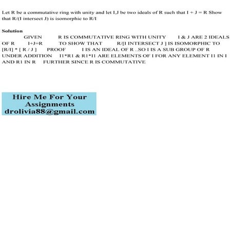 Let R Be A Commutative Ring With Unity And Let I J Be Two Ideals Of Pdf