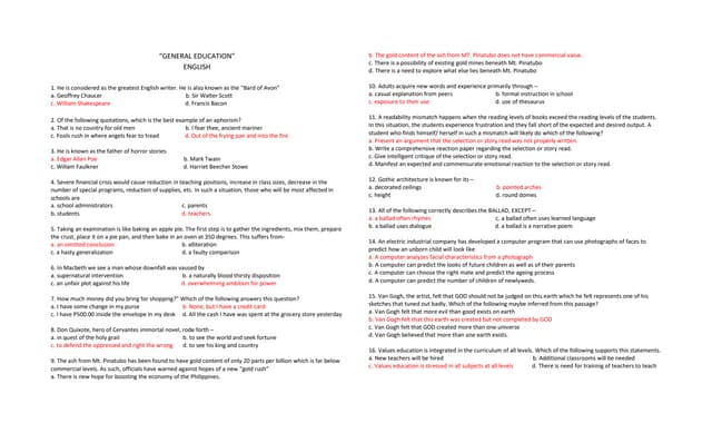 Test type questions | DOCX