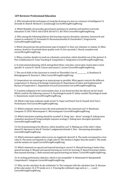 LET Practice test in Professional Education-principles and strategies ...