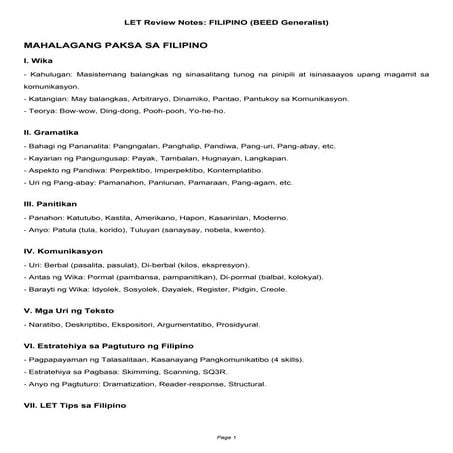 LET_Review_Notes_Filipino_BEED.111111pdf | PDF