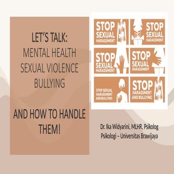 Let's Talk Mental Health, Bullying and Violence Around Us | PPTX