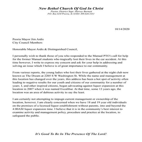 Letter To Peoria City Council | PDF